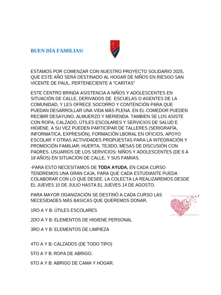 Proyecto Solidario 2025 | PDF