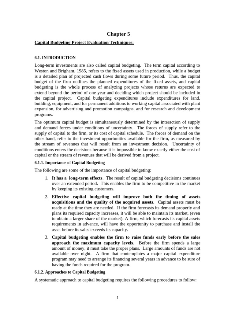 Chapter 5 Capital Budgeting | PDF | Depreciation | Capital Budgeting