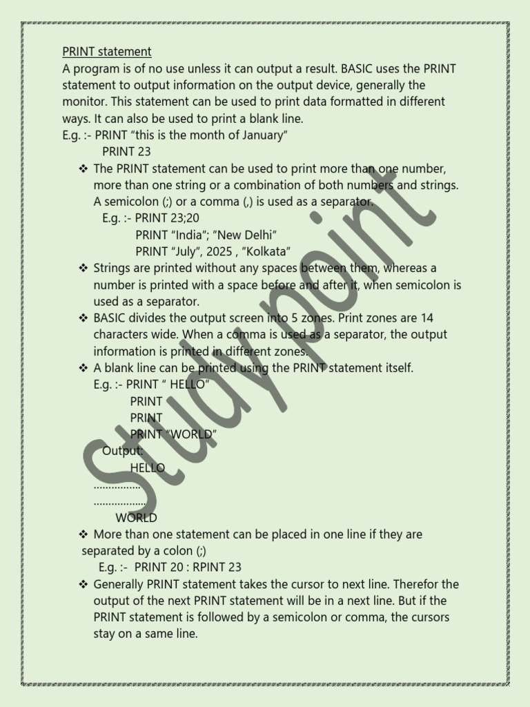 Print Statement QBASIC | PDF