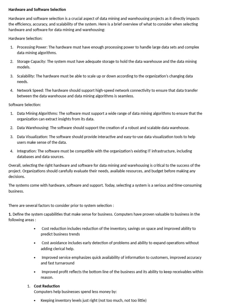 Hardware and Software Selection | PDF | Software | Usability