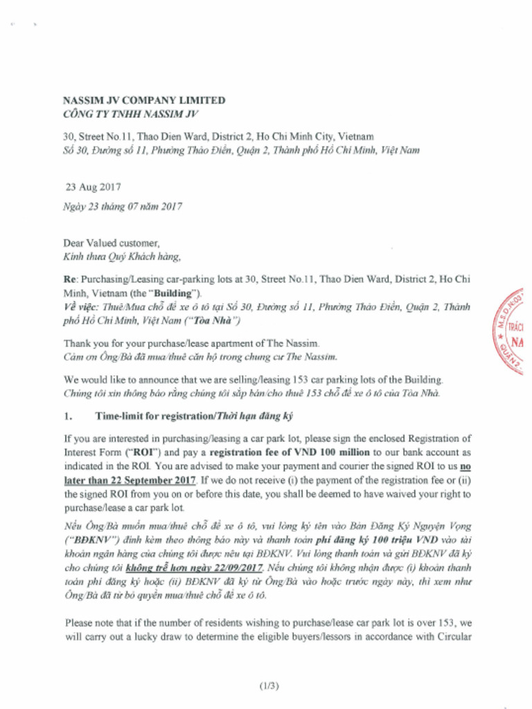 The Nassim - Letter | PDF