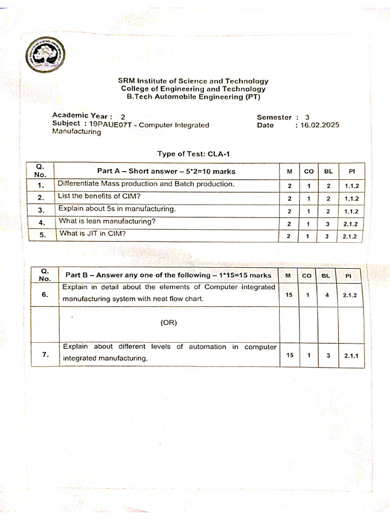 Cim Cycle Test Quotation Paper | PDF