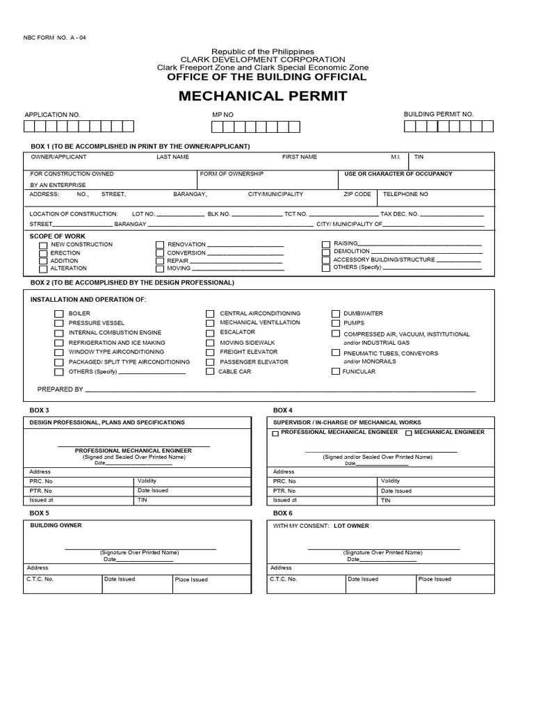 Mechanical Permit Application Form | PDF | Elevator | Gases