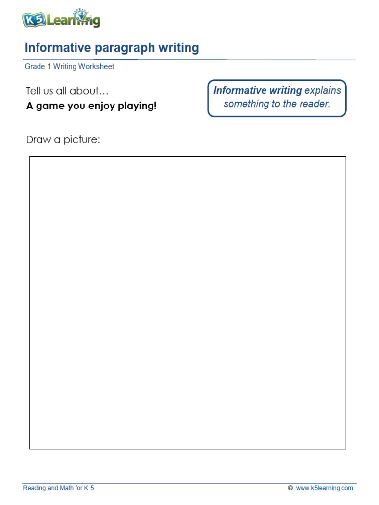 Grade 1 Informative Writing Worksheet | PDF