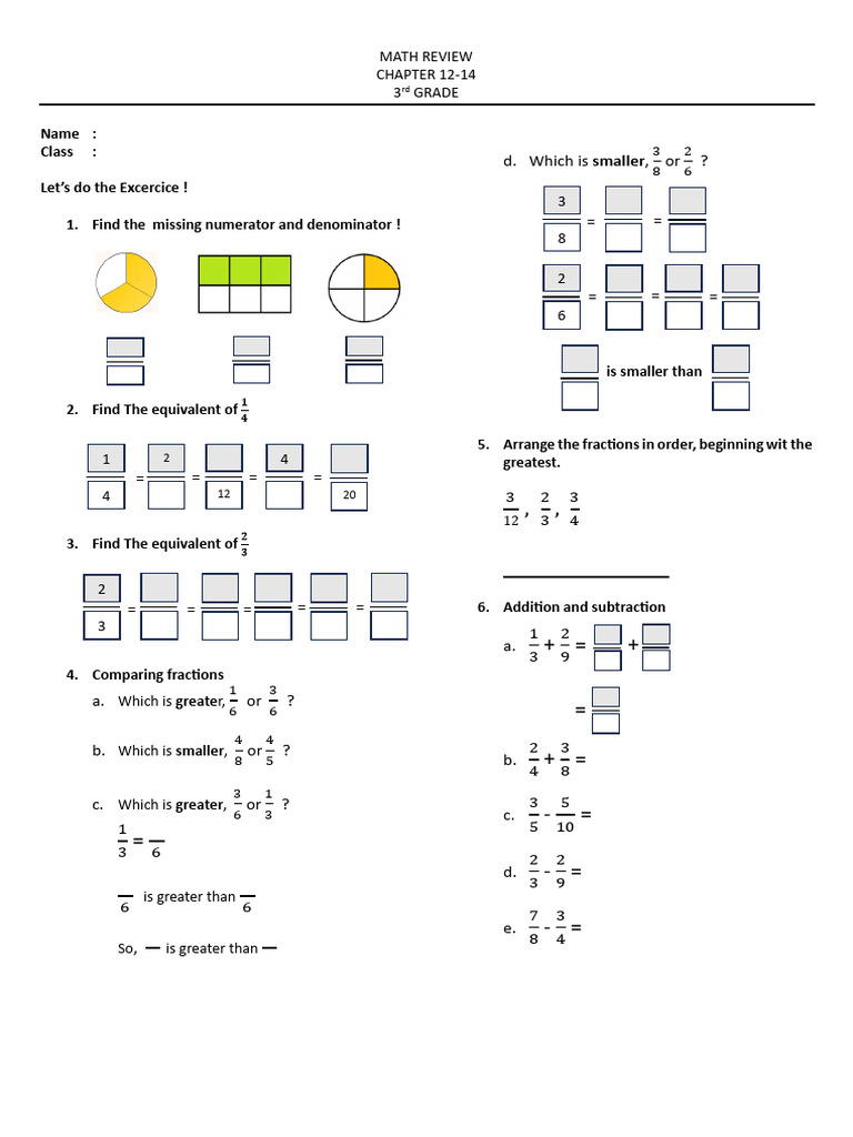 3rd Grade Math Review: Fractions & Time | PDF | Chess | Chess Theory