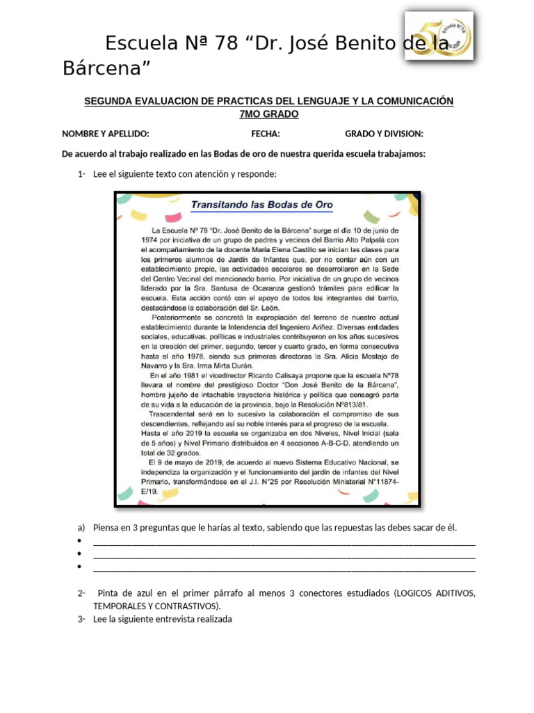 2da Eval Lengua Con Ajuste | PDF