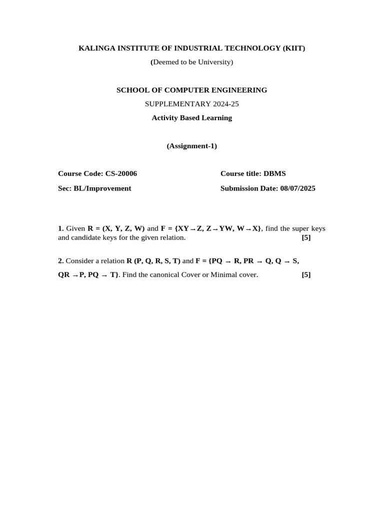 Assignment-1 Relational Database Design | PDF