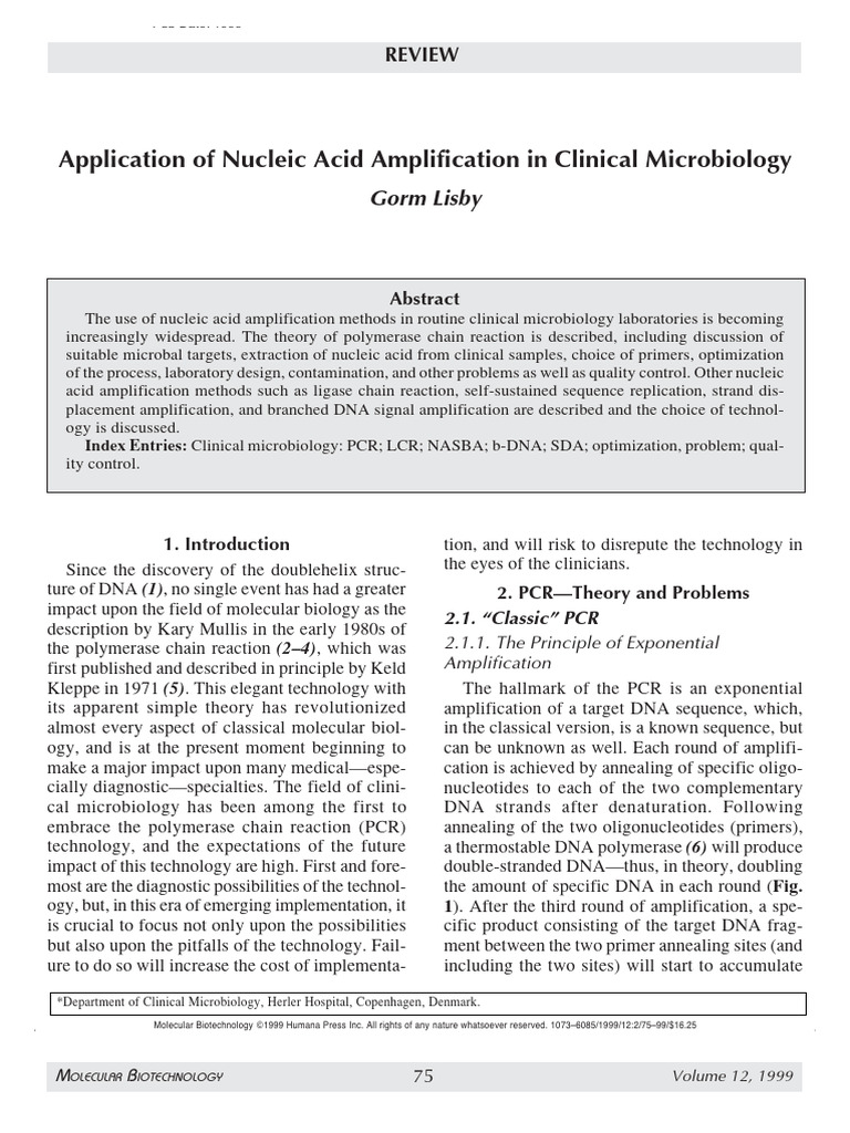 Nucleic Acid Amplification in Microbiology | PDF | Polymerase Chain ...