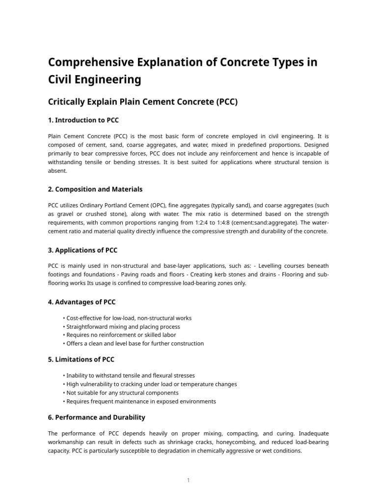 Concrete Types Comparison | PDF | Concrete | Prestressed Concrete