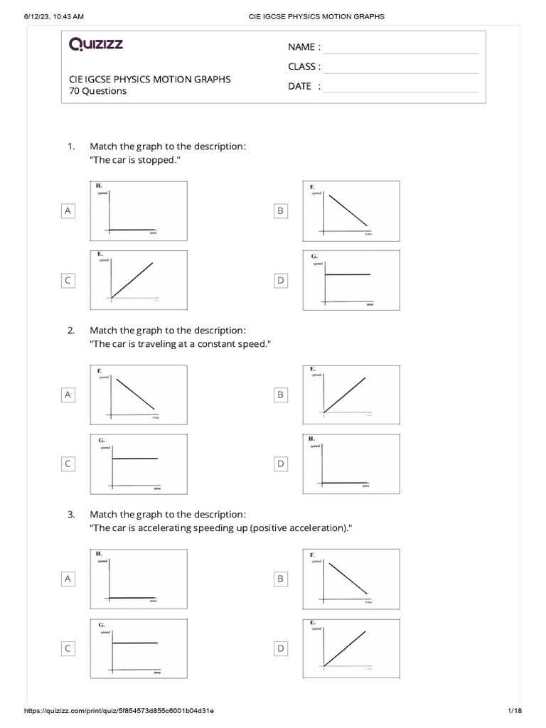 Cie Igcse Physics Motion Graphs | PDF | Acceleration | Speed