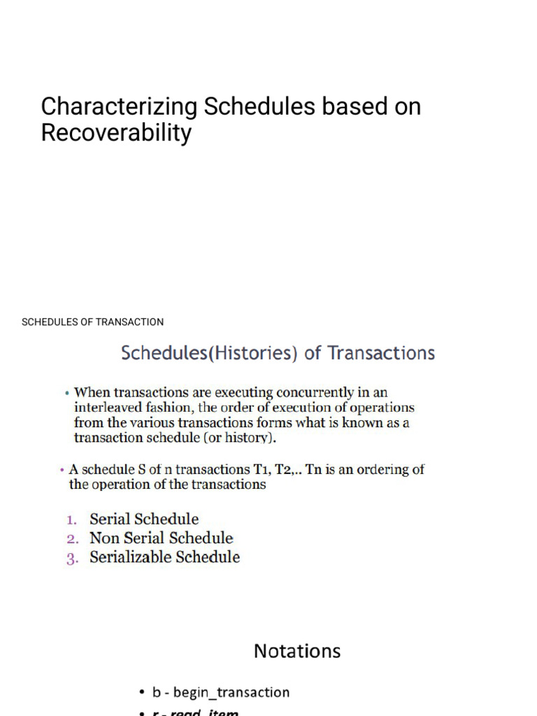 M4 3 Schedules Based On Recoverability | PDF