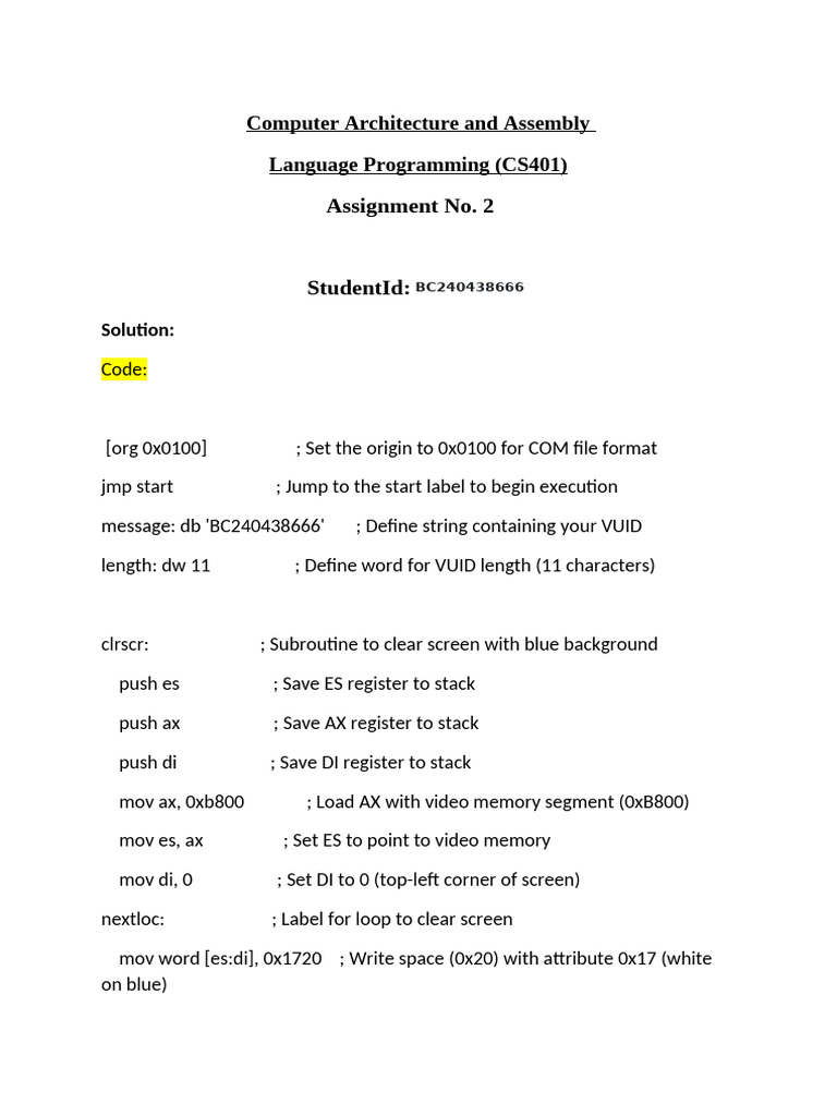 Spring 2025 - CS601 - 2 - BC240438666 | PDF | Computer Architecture | Computing