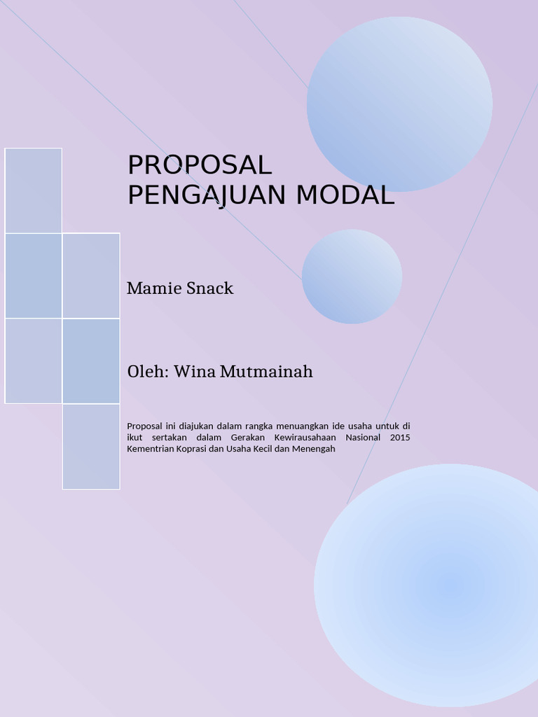 PROPOSAL PENGAJUAN MODAL Mamie Snack | PDF