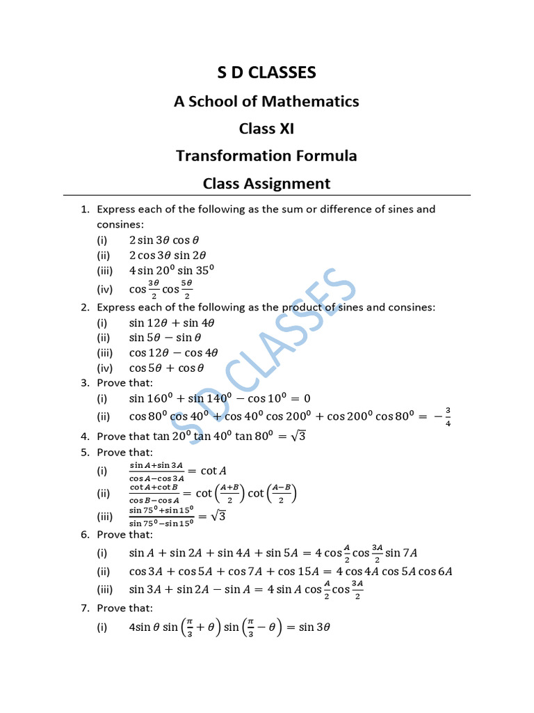 A. Transformation Formula Class Assignment XI | PDF | Chess Theory | Chess