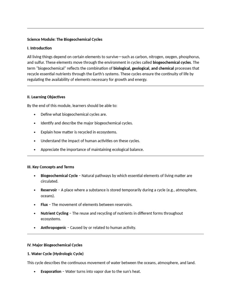 The Biogeochemical Cycles | PDF | Water Cycle | Nature