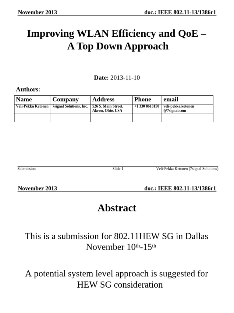 11 13 1386-01-0hew Improving Wlan Efficiency and Qoe A Top Down A | PDF ...