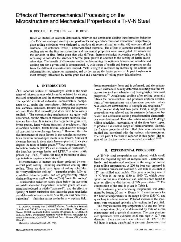 Effects of Thermomechanical Processing o | PDF | Steel | Physical Sciences