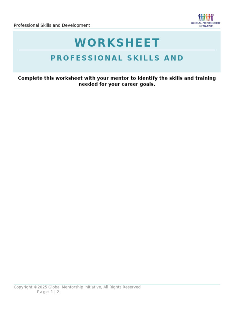 Professional Skills Development Worksheet | PDF