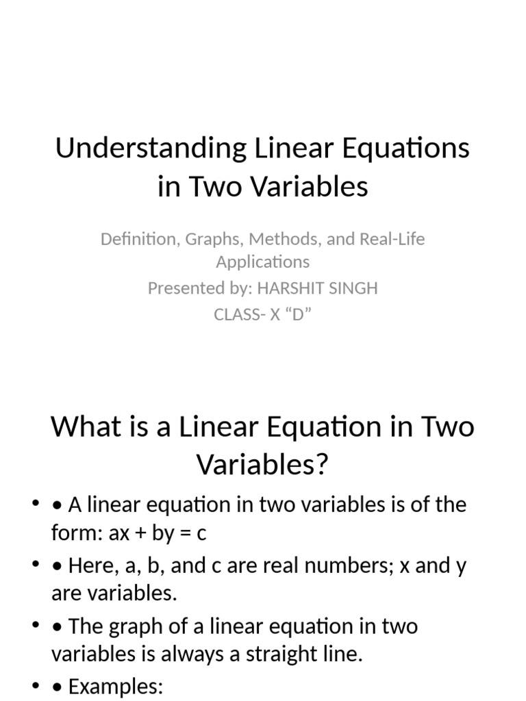 Linear Equations Presentation | PDF