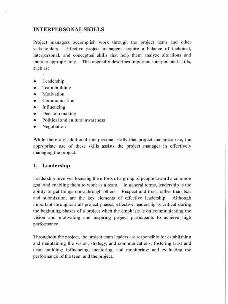 5 - Interpersonal Skills of Project Manager | PDF