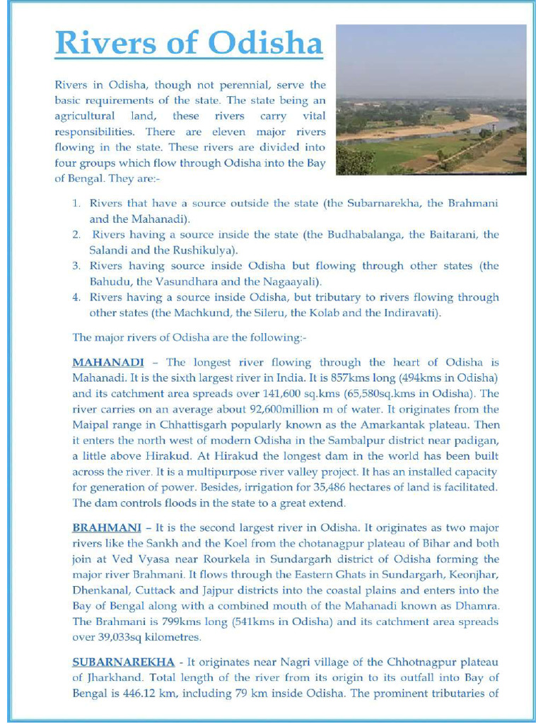 Odisha River and Lakes | PDF