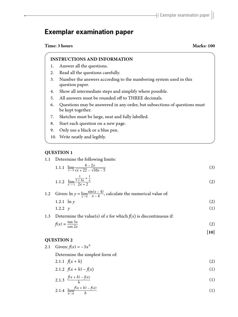 N5 Math Exemplar Examination Paper and Memo | PDF | Trigonometric ...