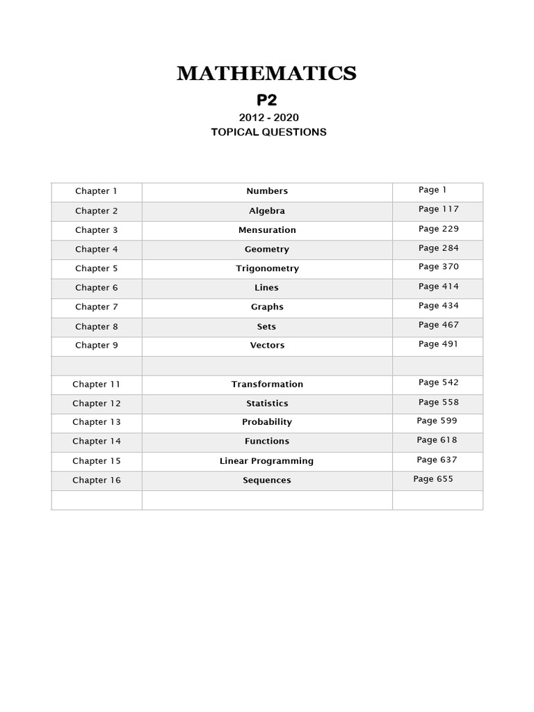 IGCSE Mathematics P2 Questions 2012-2020 | PDF | Mathematics