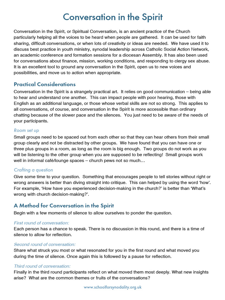 Conversations in The Spirit v2 | PDF | Silence | Conversation