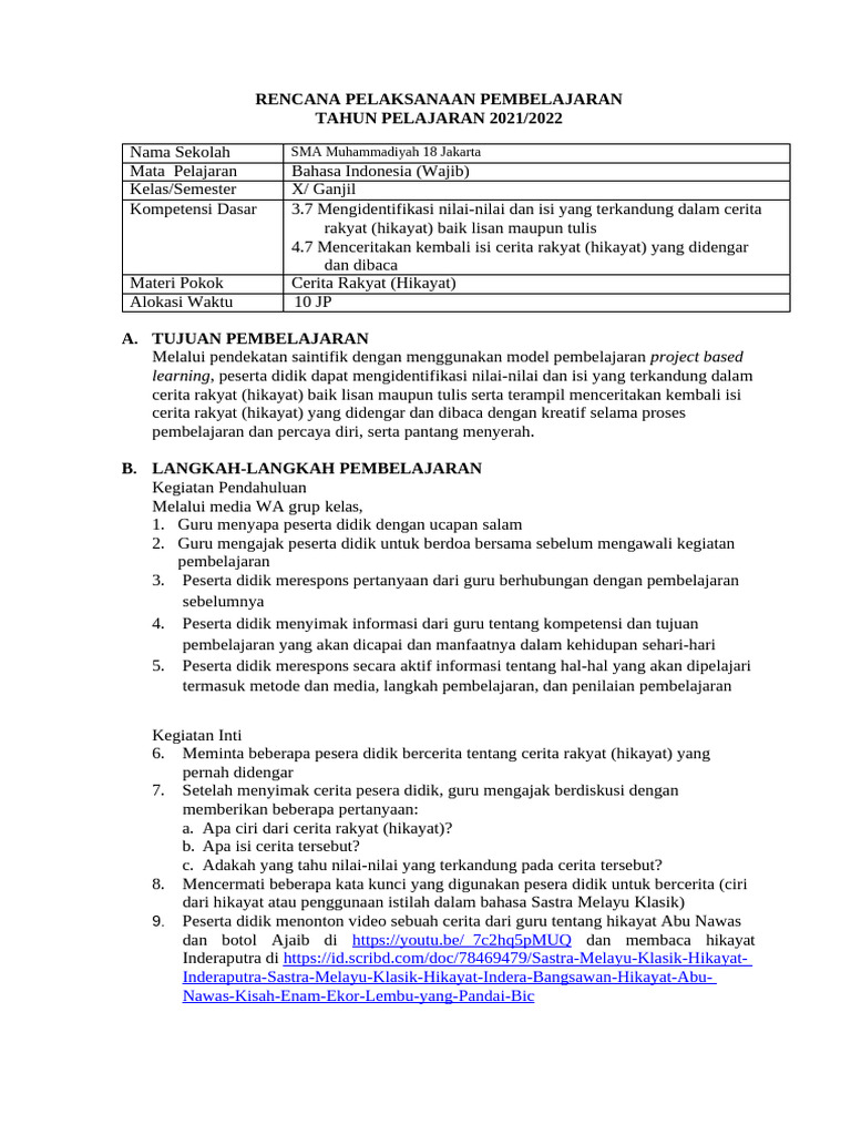 RPP Kelas X 7 (Ganjil) Ok | PDF