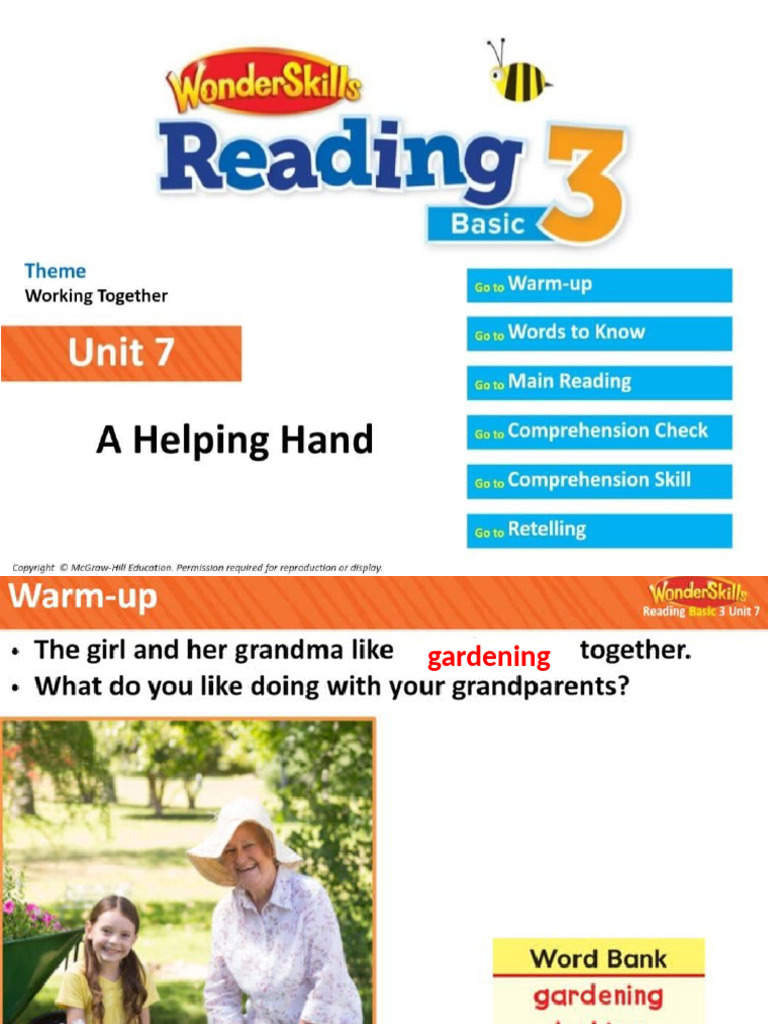 Basic 3 Unit 7 A Helping Hand | PDF
