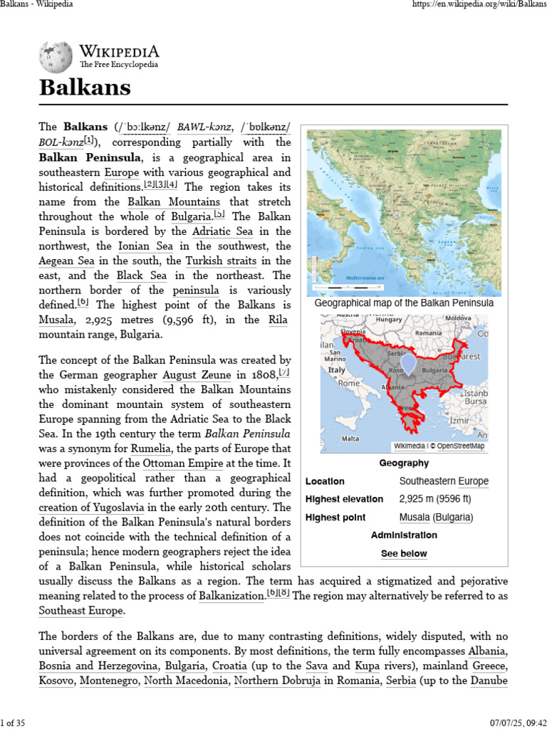 Overview of the Balkan Peninsula | PDF | Balkans | Socialist Federal ...