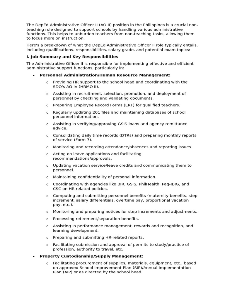The DepEd Administrative Officer II | PDF | Human Resource Management ...