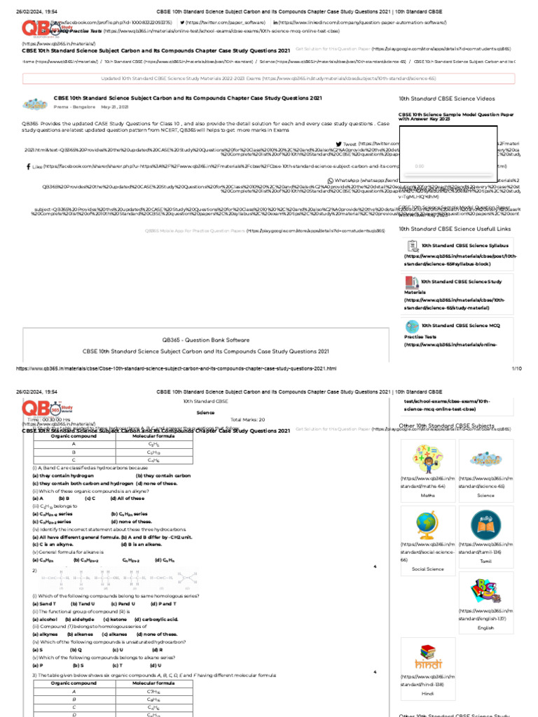 CBSE 10th Standard Science Subject Carbon and Its Compounds Chapter ...