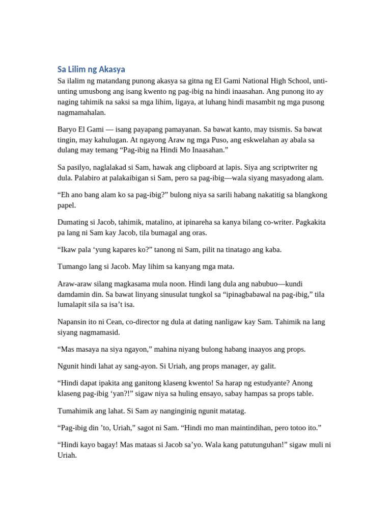 Sa Lilim NG Akasya 5tauhan | PDF