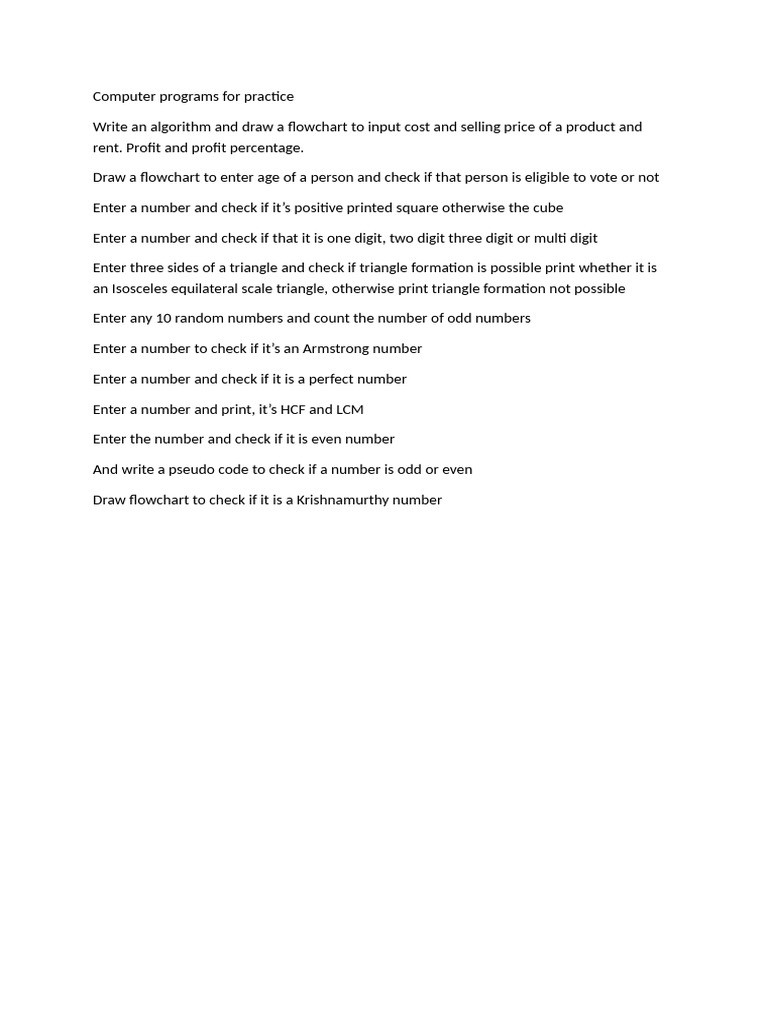 Computer Programs For Practice | PDF