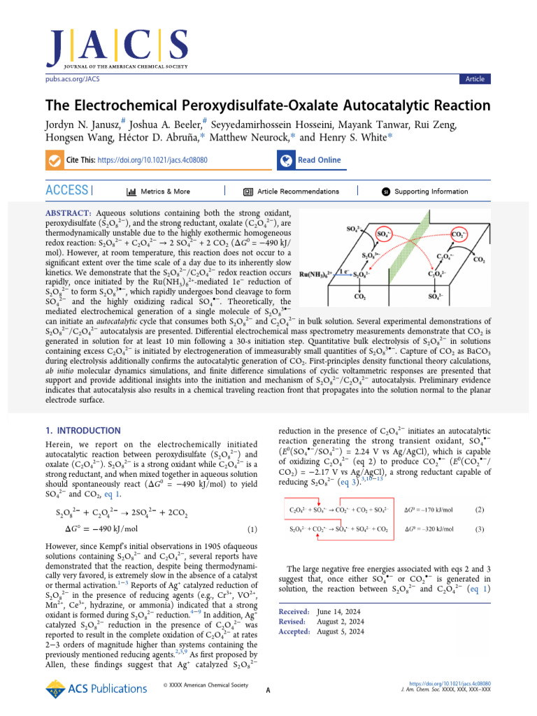 Autocatalytic S2O8-C2O4 Reaction Insights | PDF | Redox | Chemical ...