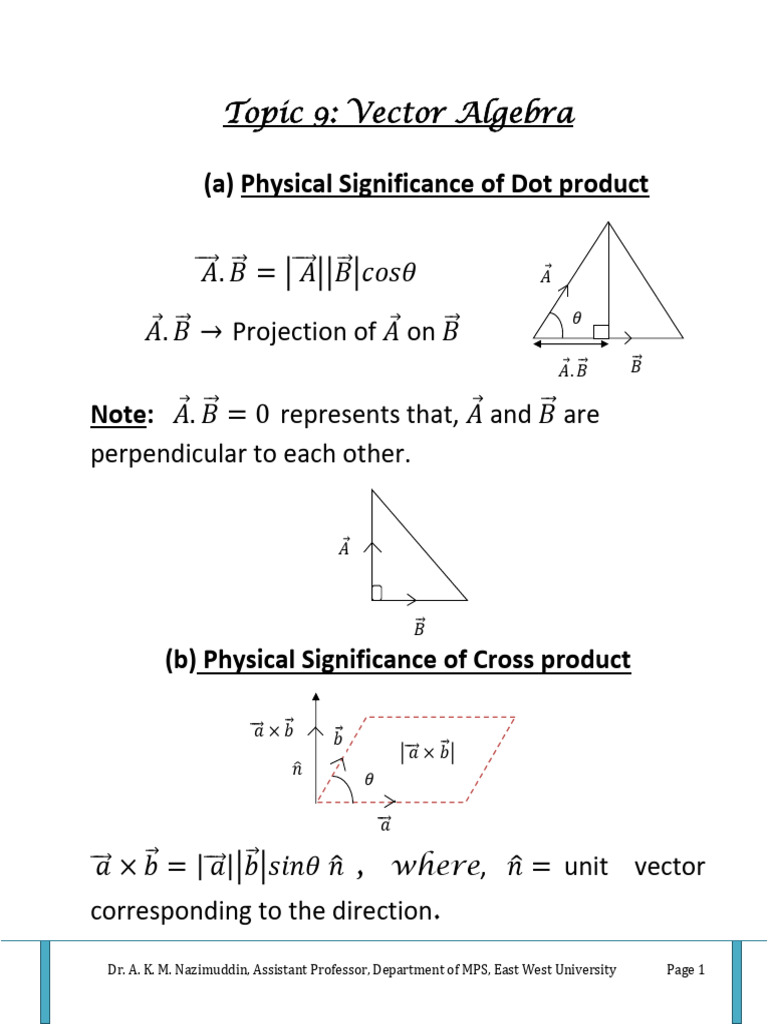 MAT104 Vector Algebra | PDF
