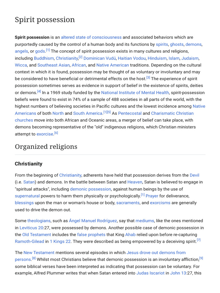 Spirit Possession - Wikipedia | PDF | Jinn | Demons