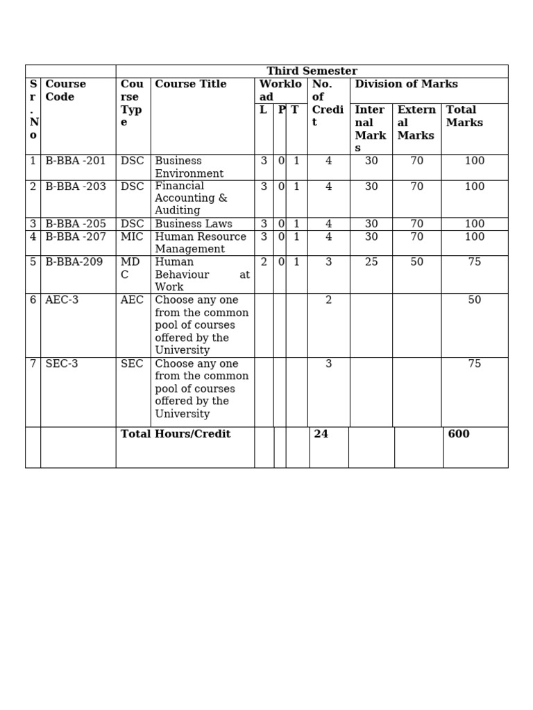 BBA 2nd Year Course Syllabus Overview | PDF | Human Resource Management ...