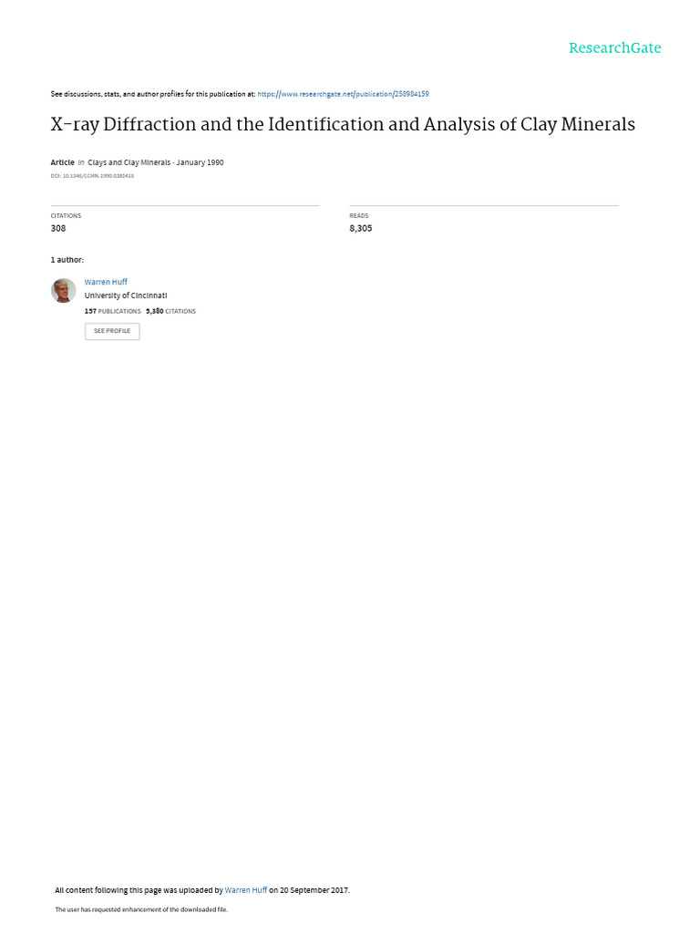 X-ray Diffraction for Clay Mineral Analysis | PDF | Mineralogy | X Ray ...