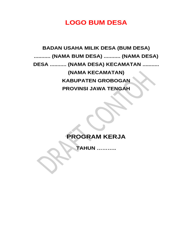 CONTOH 5 Program Kerja BUM Desa | PDF