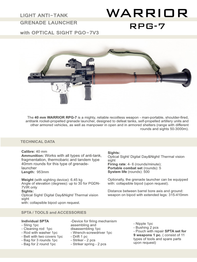Warrior RPG 7 Optical Pgo 7v3 | PDF | Rocket Propelled Grenade | Anti ...