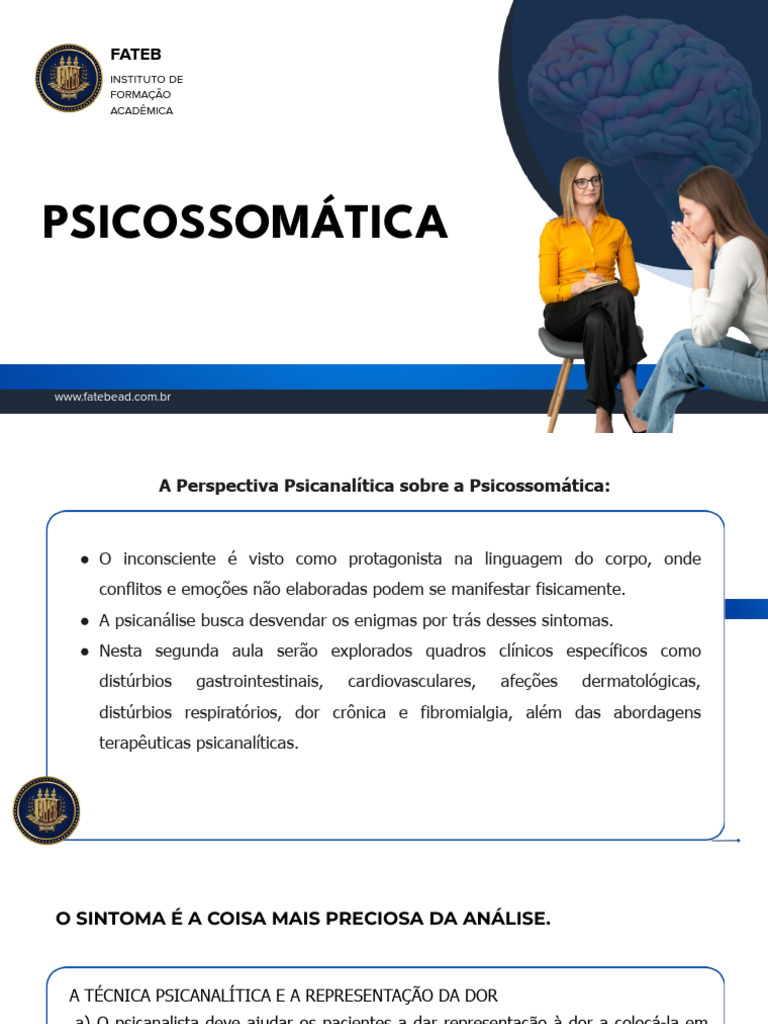 Aula 2 - Psicossomática PDF | PDF | Medicina Psicossomática | Psicanálise