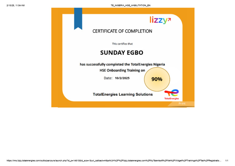 HSE Onboarding Nigeria SUNDAY EGBO | PDF