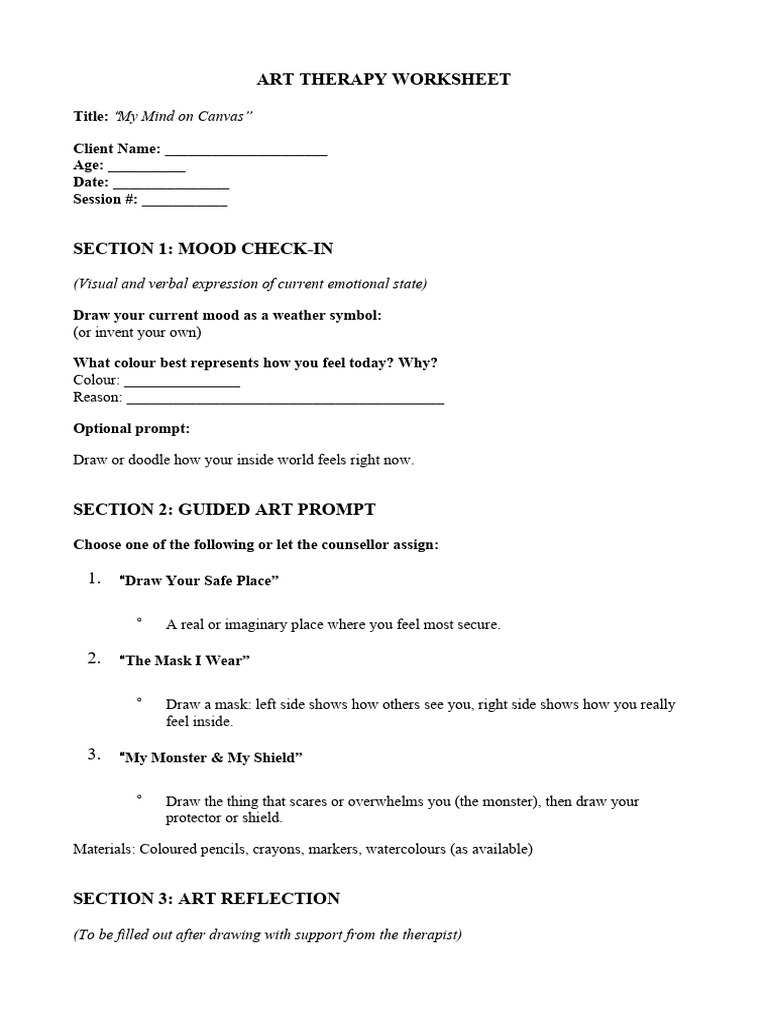Art Therapy Worksheet PDF by Priyanka | PDF