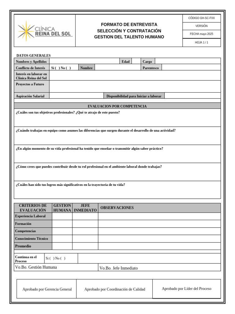 Formato de Entrevista Laboral | PDF