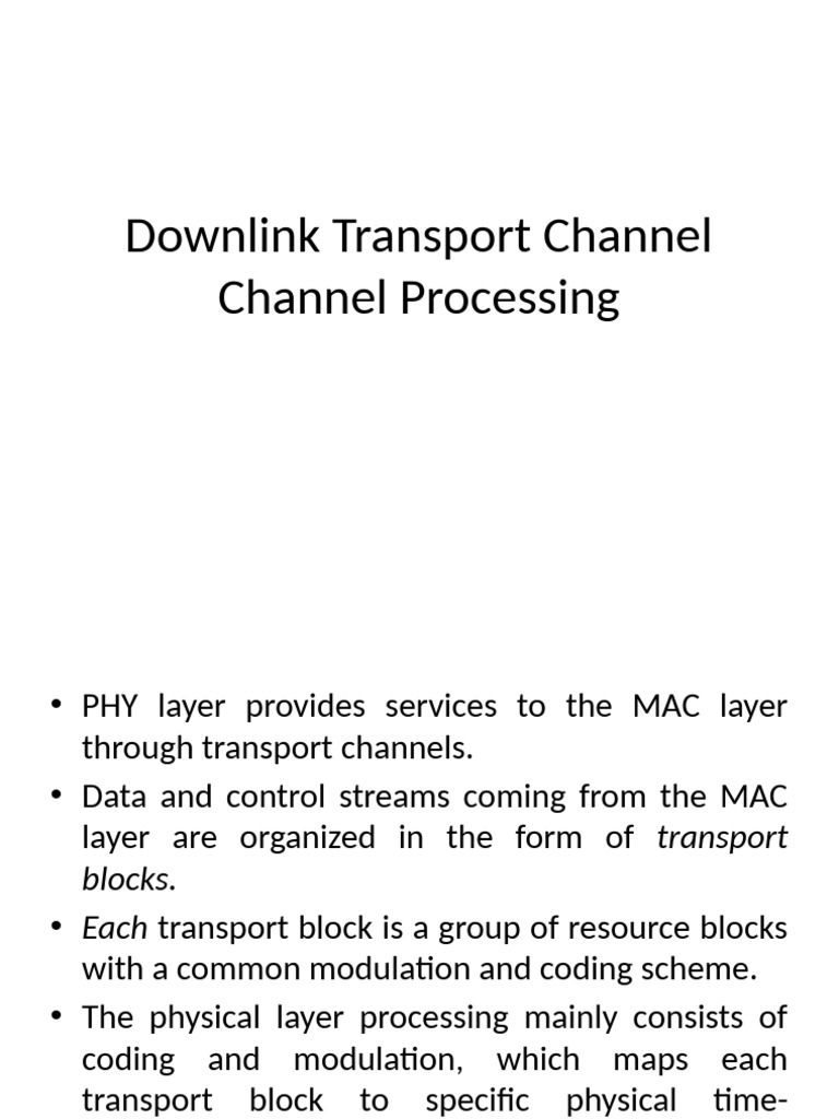 Downlink Transport Channel Processing | PDF | Error Detection And ...