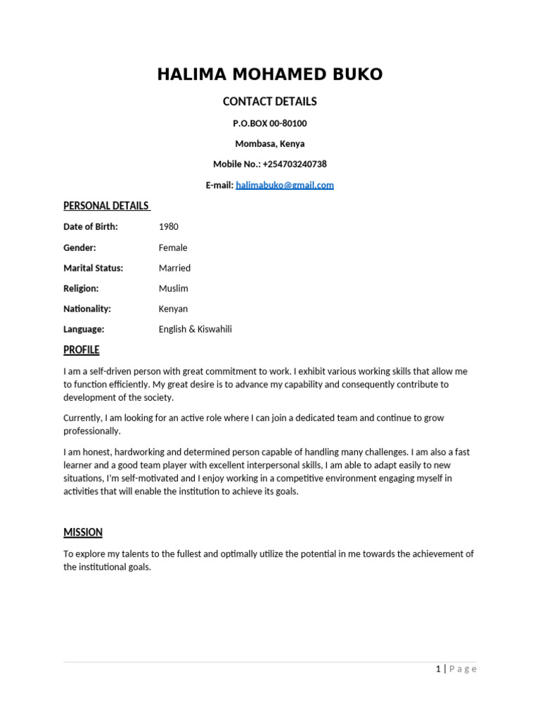 Halima CV | PDF