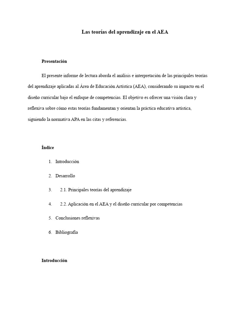 Las Teorías Del Aprendizaje en El AEA | PDF | Aprendizaje | Teoría del aprendizaje (educación)