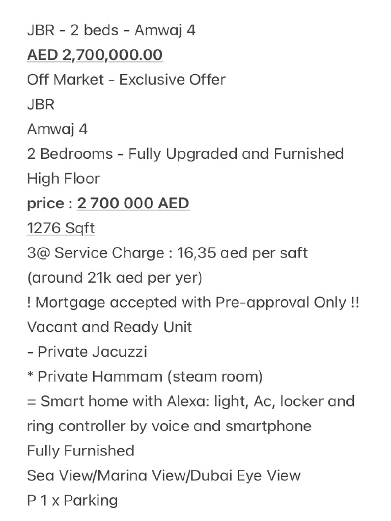 Amwaj 4 - 2 BR - JBR | PDF